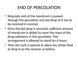 PERCOLATION - new method for preparation of mother tincture | PPTX