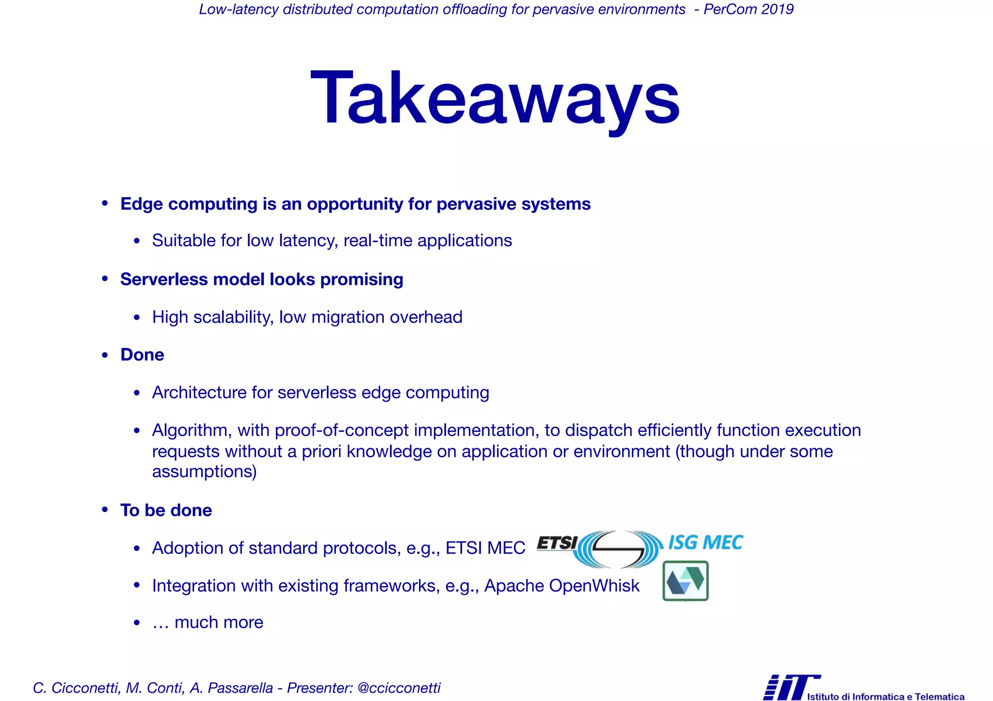 Low Latency Distributed Computation Offloading For Pervasive Environments Ppt