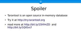 My talk about Tarantool and Lua at Percona Live 2016 | PPT