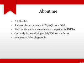 Percona tool kit for MySQL DBA's | PPT