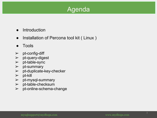 Percona Toolkit For Effective Mysql Administration Ppt