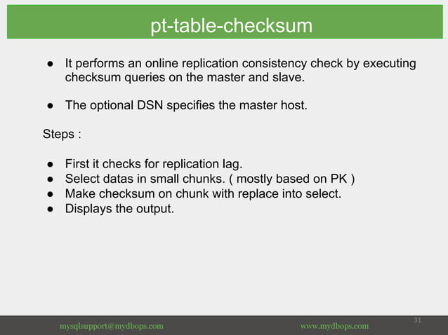 Percona Toolkit for Effective MySQL Administration | PPT