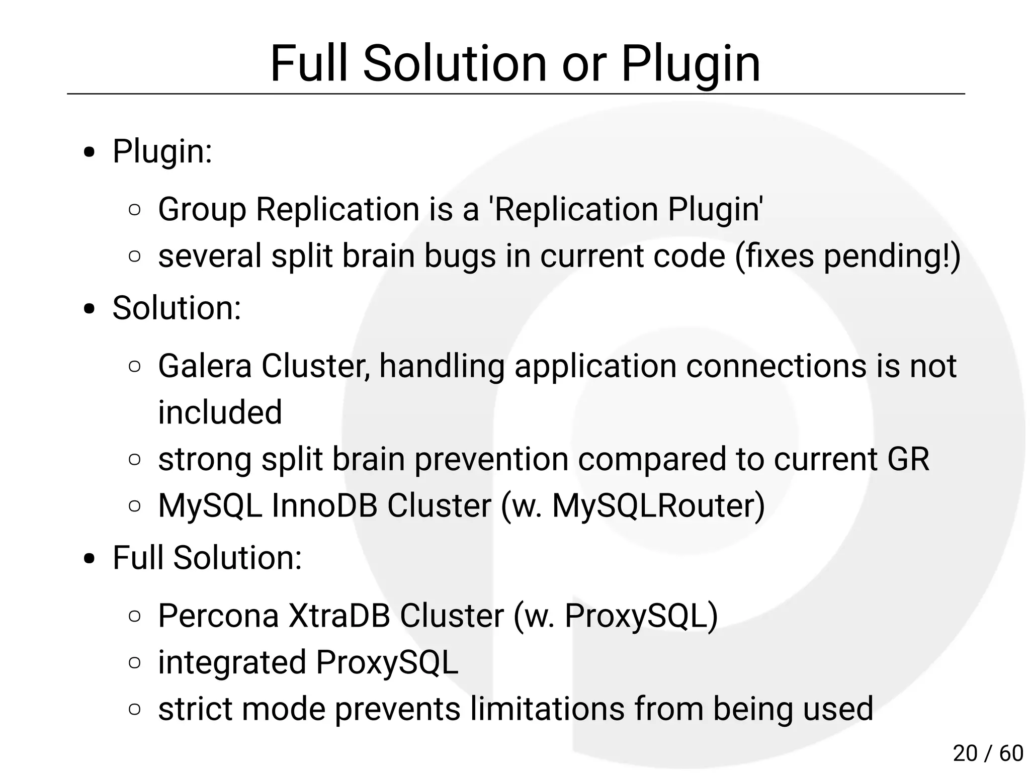 Percona Xtradb Cluster Vs Galera Cluster Vs Mysql Group Replication Ppt