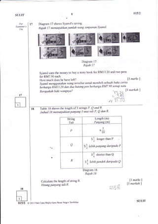 Percubaan upsr-2015-n9-matematik-kertas-2 | PDF