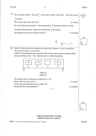 Percubaan upsr-2015-n9-matematik-kertas-2 | PDF