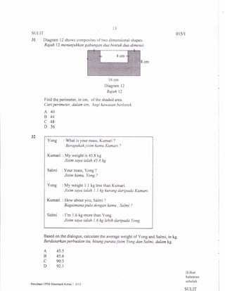 Percubaan upsr-matematik-kertas-1-melaka-2012-1-131025194411-phpapp01 | PDF
