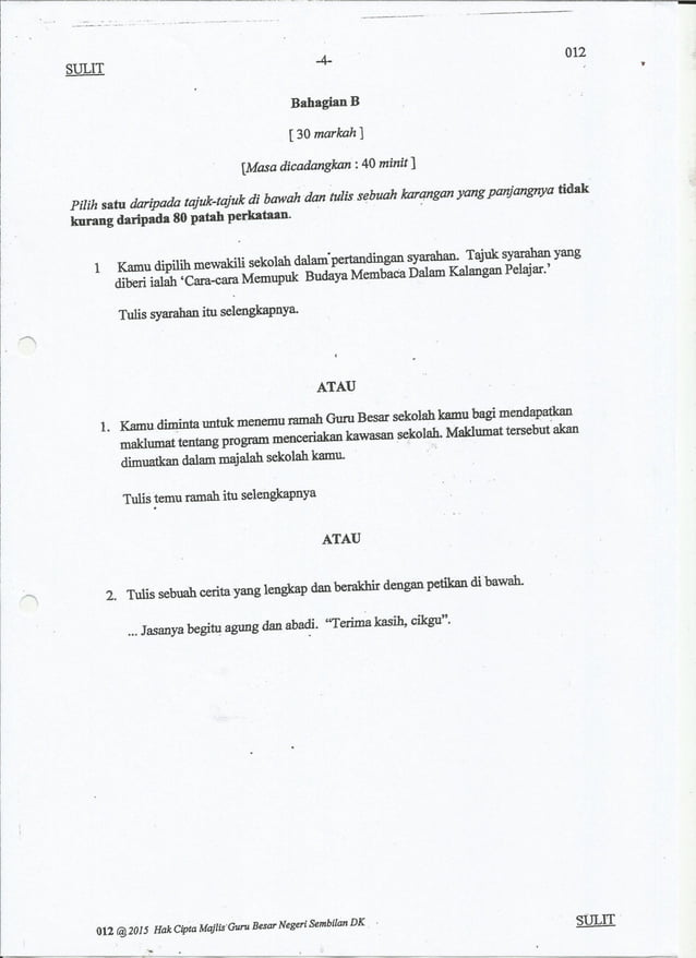 Percubaan upsr 2015 n9 bm penulisan | PDF