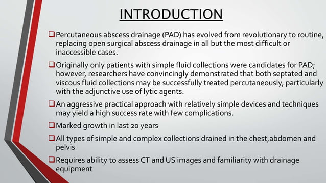 Percutaneous Drainage of Abscess and Post Operative Collections | PPTX