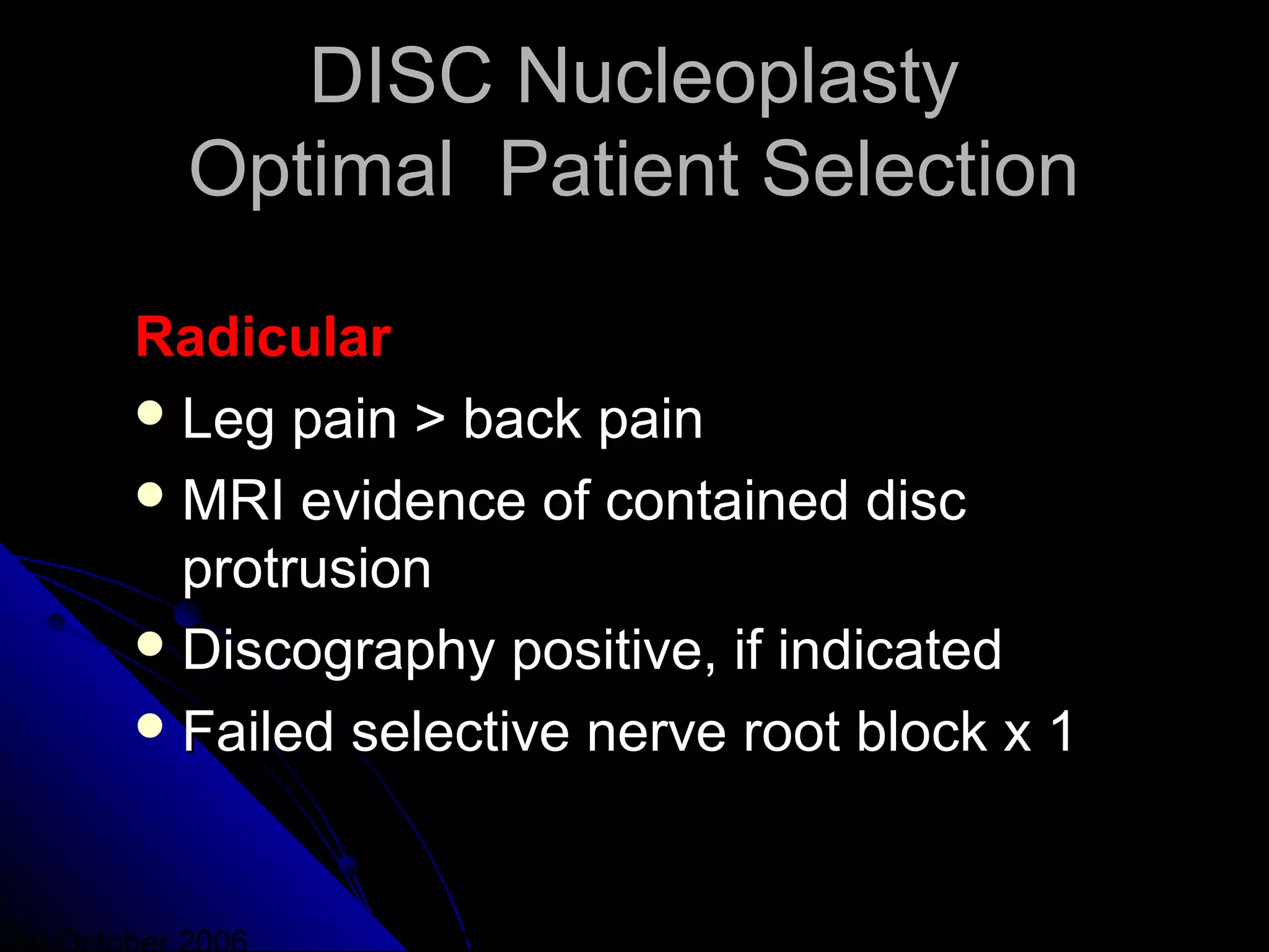 Percutaneous lumbar nucleoplasty | PPT