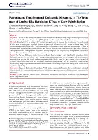 Percutaneous transforaminal endoscopic discectomy in the treatment of ...