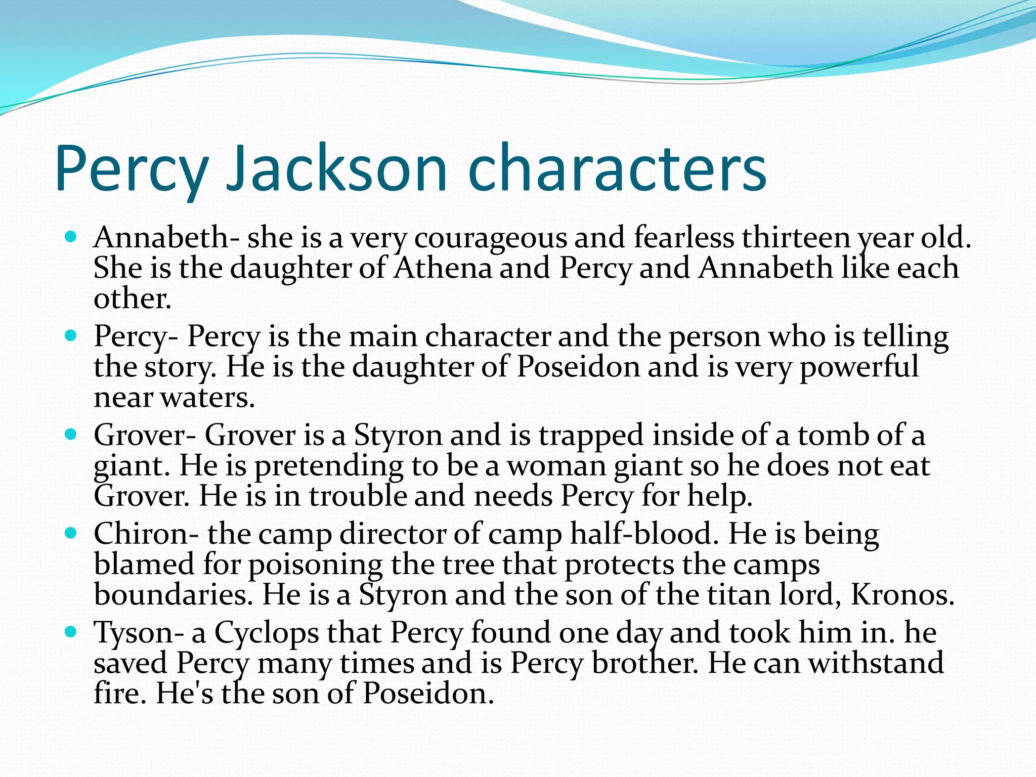 Percy jackson and the sea of monsters book report will allen reading 61 | PPTX