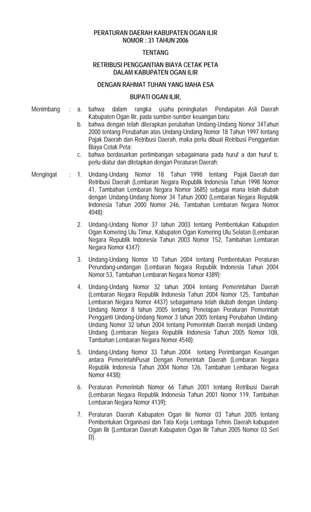 Perda 31-tahun-2006-retribusi-biaya-cetak-peta | PDF