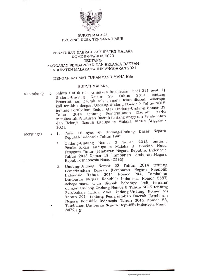 PERDA KAB MALAKA NOMOR 6 TAHUN 2020 TENTANG APBD KAB. MALAKA T.A.2021.pdf