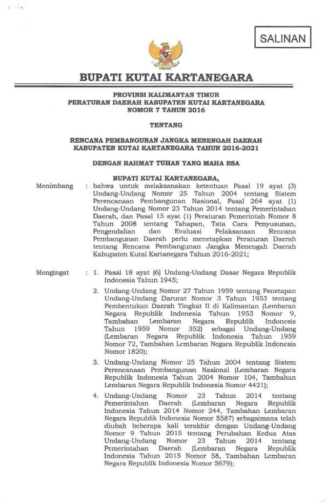 perda nomor 7 tahun 2016 | PDF