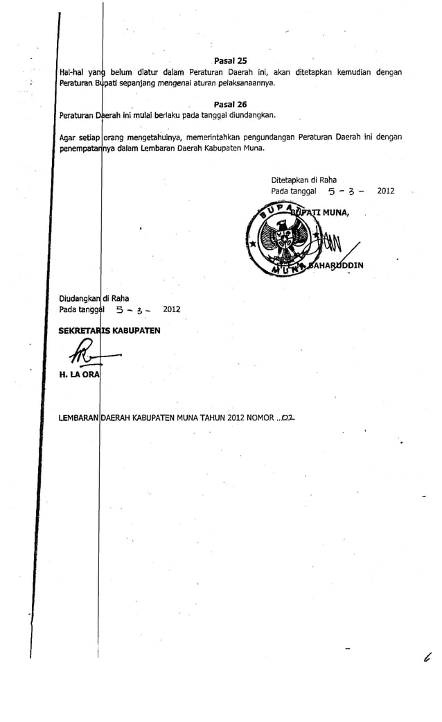 Perda kabupaten muna | PDF