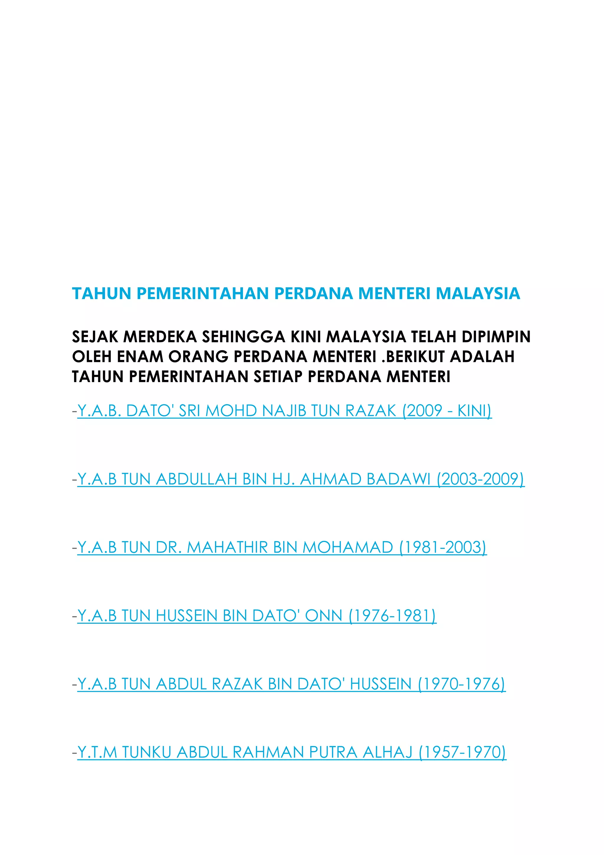 Perdana menteri malaysia | DOCX