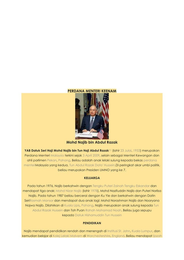 Perdana menteri malaysia | DOCX