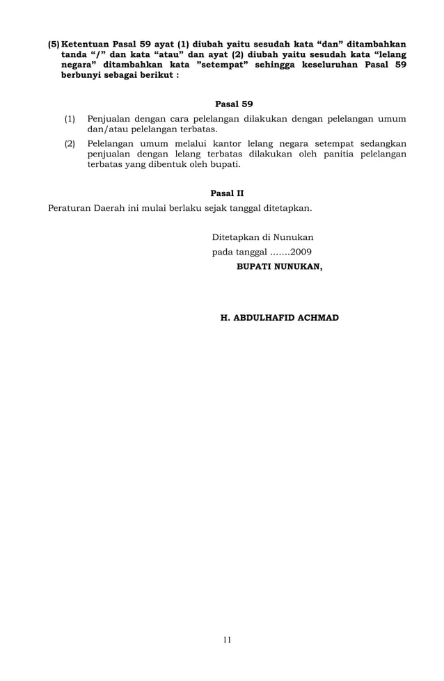 Perda Nunukan no.8-2009 tentang pengelolaan barang milik daerah | PDF