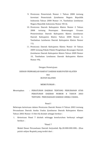 Perda perubahan pdau | PDF