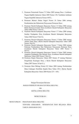 APB Desa Melung Tahun 2012 | DOC