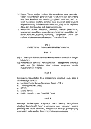 Perdes Lembaga Kemasyarakatan Desa | PDF