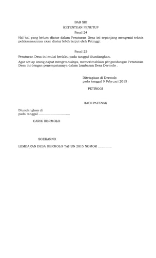 Perdes lembaga kemasyarakatan desa | PDF