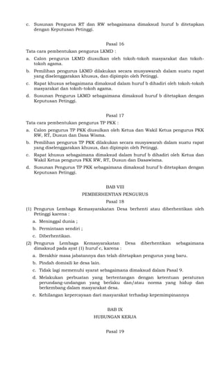 Perdes lembaga kemasyarakatan desa | PDF