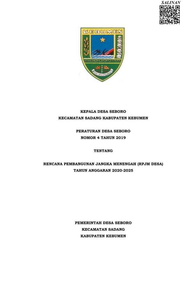 Perdes no 4 tahun 2019 tentang rpjm desa 2020 2025 ok | PDF