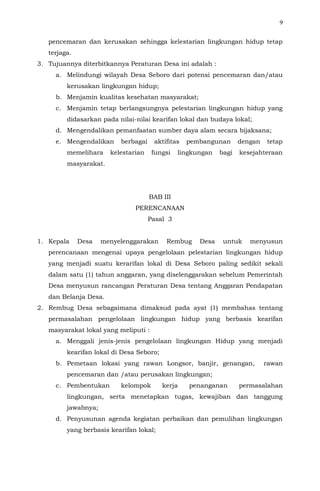 PERDES 3 TENTANG PELESTARIAN LINGKUNGAN HIDUP | PDF