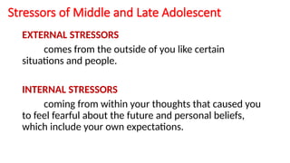 Personal Development (Coping With Stress In Middle And Late Adolescence ...