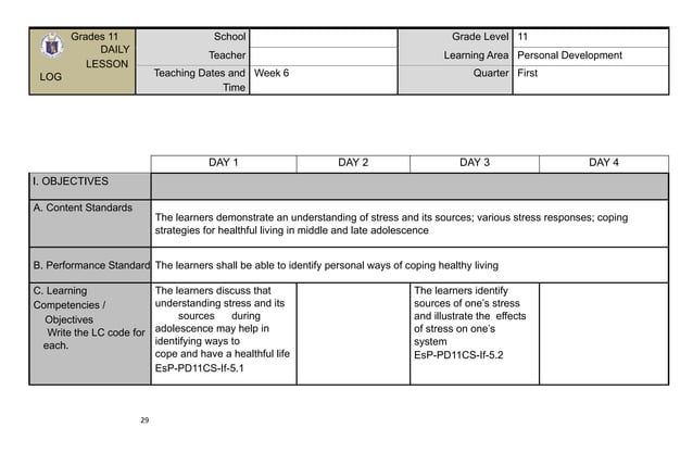 PERSONAL DEVELOPMENT LESSON PLAN COMPLETE.pdf | Educational Assessment ...