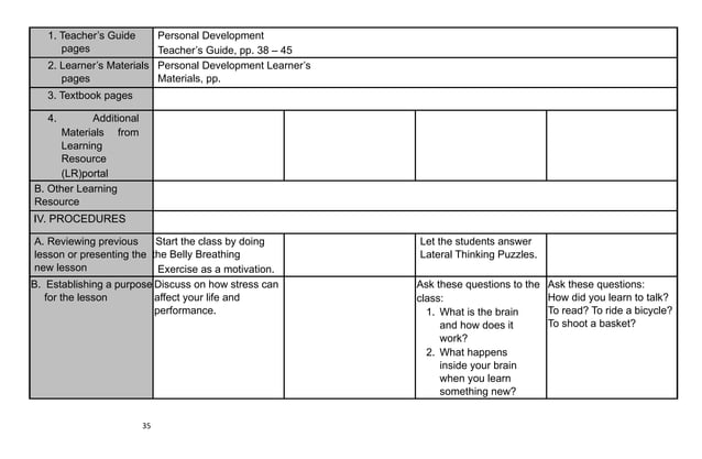 PERSONAL DEVELOPMENT LESSON PLAN COMPLETE.pdf | Educational Assessment ...
