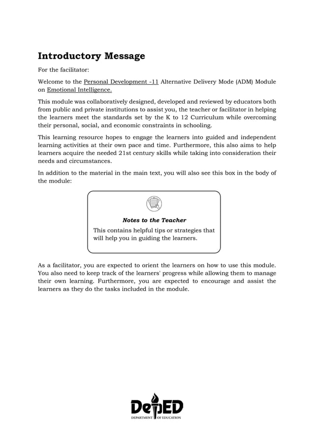 PERDEV_Q1_Mod7_Emotional Intelligence.pdf | Educational Assessment | Education