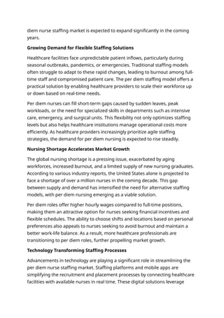 Per Diem Nurse Staffing Market Cost Benefits for Healthcare Providers | PDF