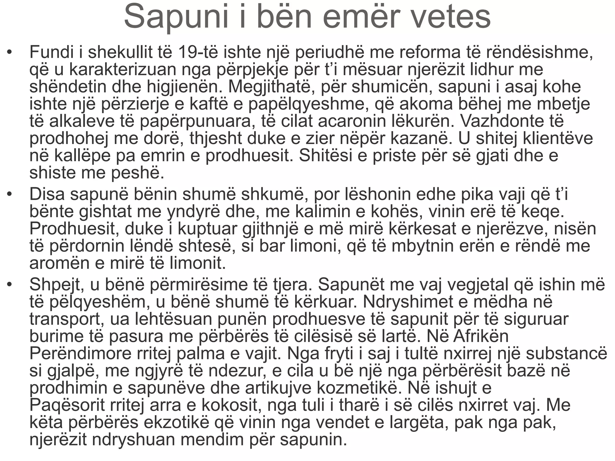 Perdorimi dhe prodhimi i sapuneve | PPTX