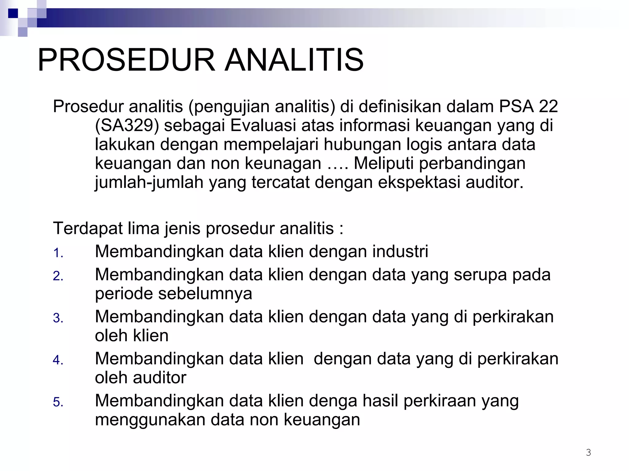 Perencanaan Audit Dan Prosedur Analitis 2 | PDF