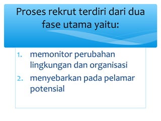 Perencanaan analisis kebutuhan rekruitmen dan seleksi | PPT