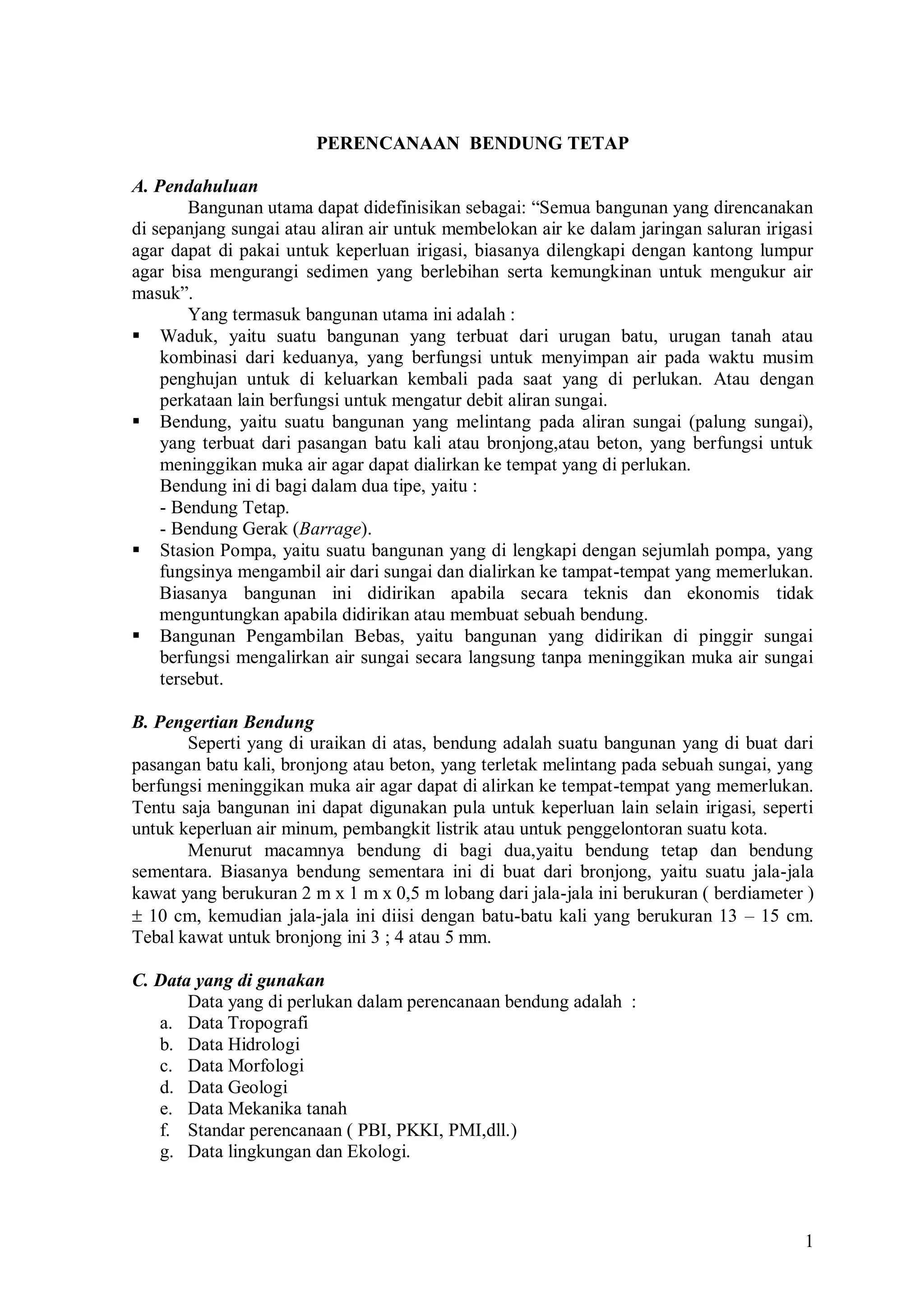 Perencanaan bendung | PDF