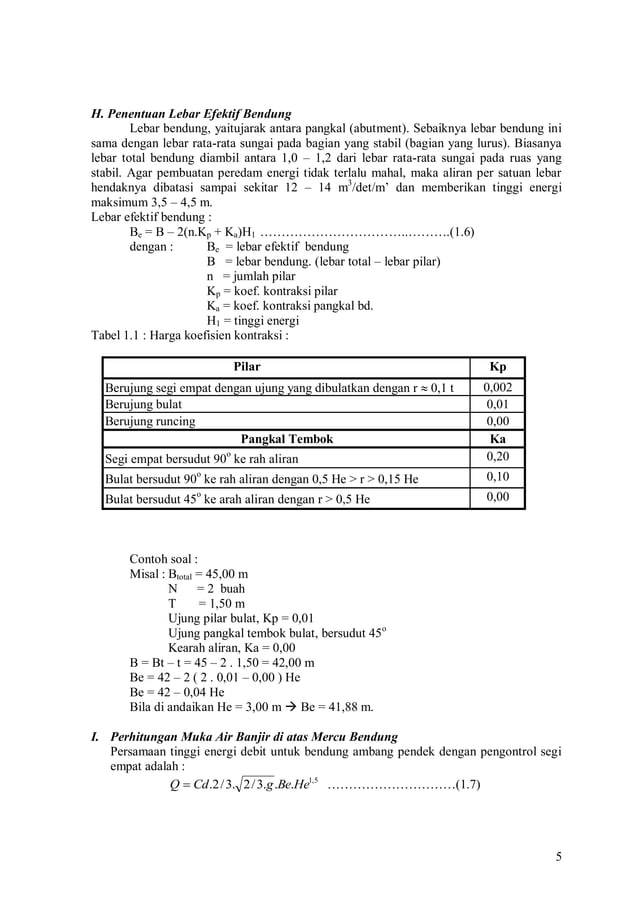 Perencanaan bendung | PDF