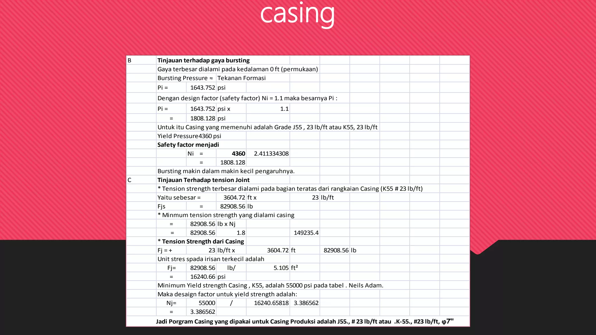 Perencanaan casing pada pemboran | PPTX