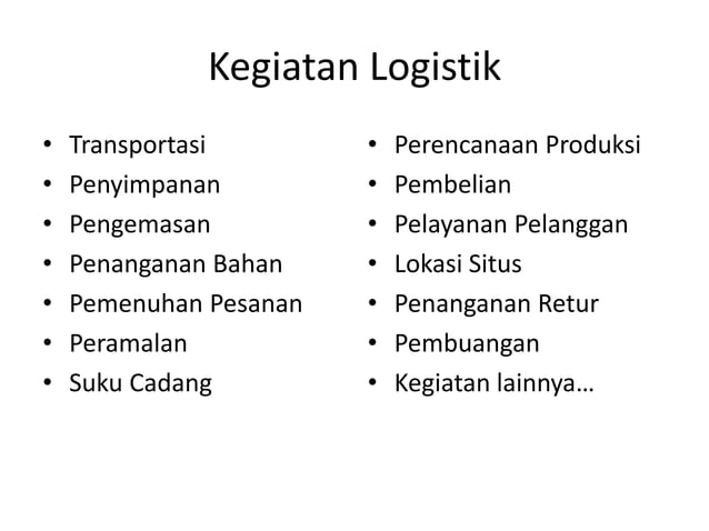 Perencanaan dan pengendalian kegiatan logistik | PDF
