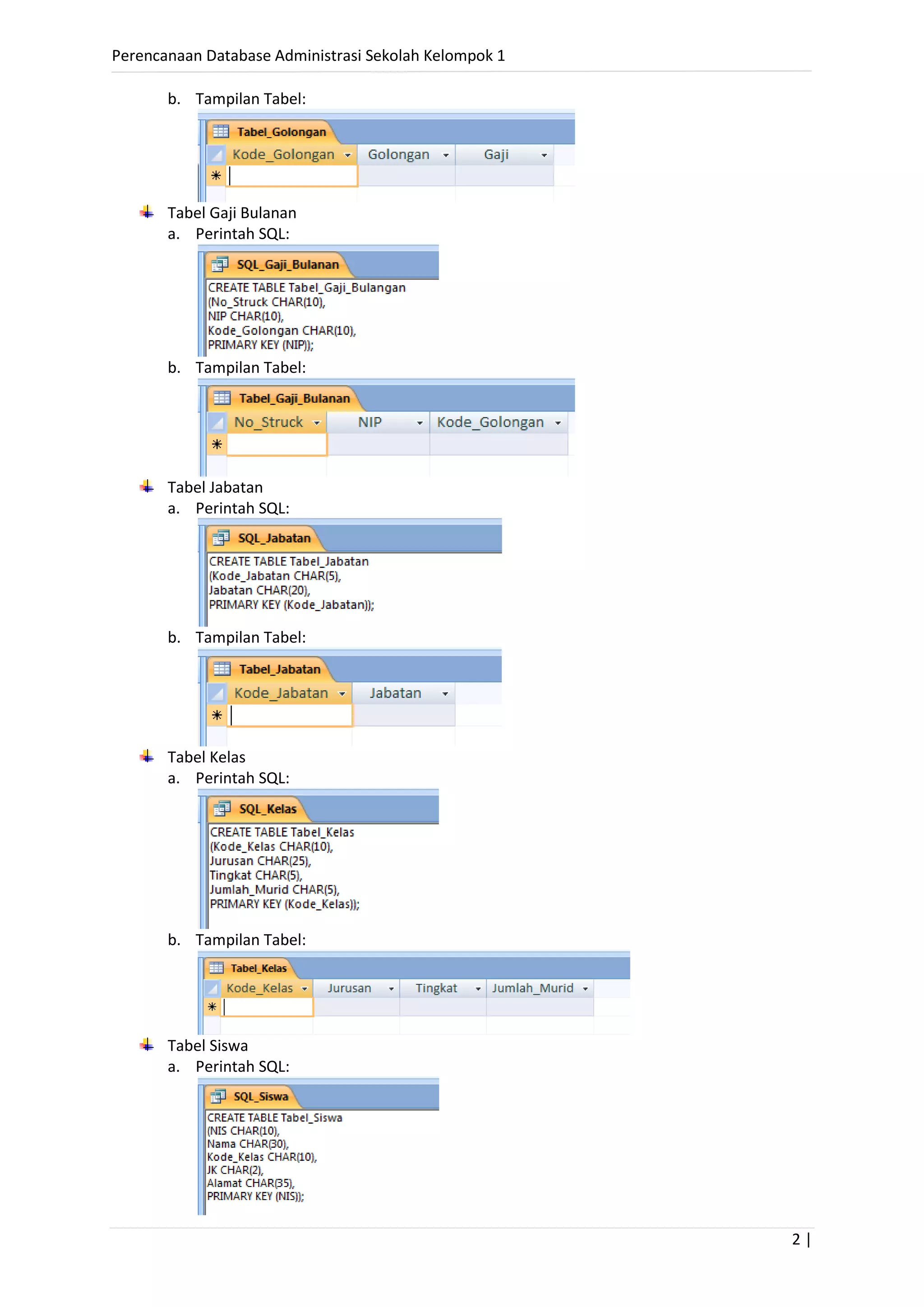 Perencanaan Database Administrasi Sekolah | DOCX