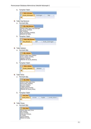 Perencanaan Database Administrasi Sekolah | DOCX