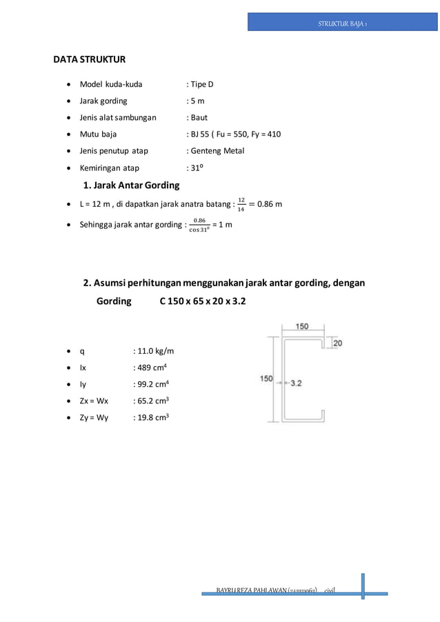 Perencanaan gording Baja | DOCX