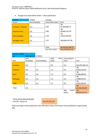 Perencanaan pelayaran dan voyage calculation km dharma ferry ii | PDF