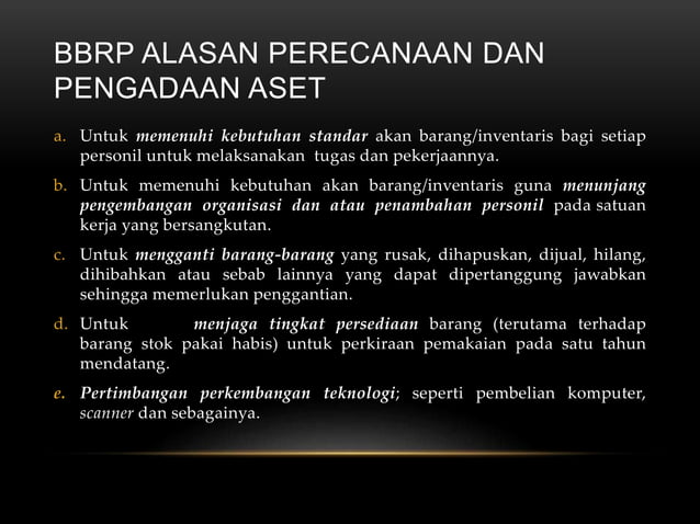 PERENCANAAN DAN PENGANGGARAN BARANG MILIK DAERAH/ASET DAERAH | PPT