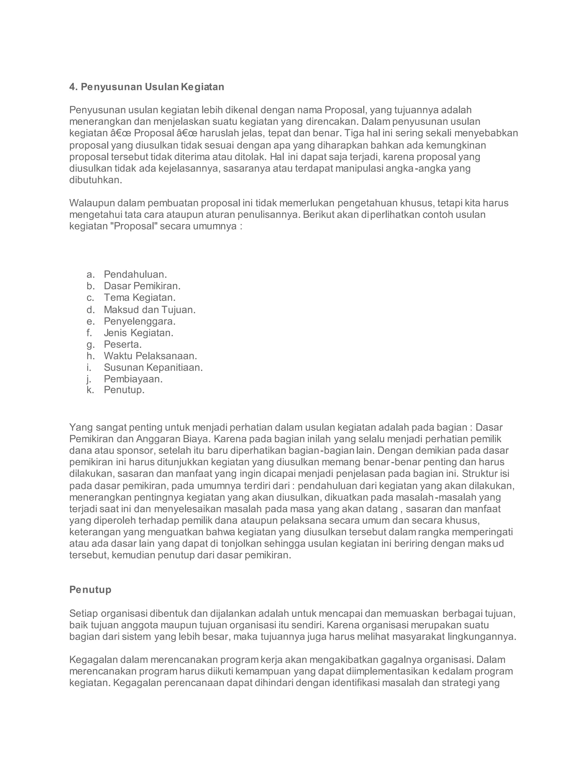 Perencanaan program dan penyusunan usulan kegiatan | DOCX