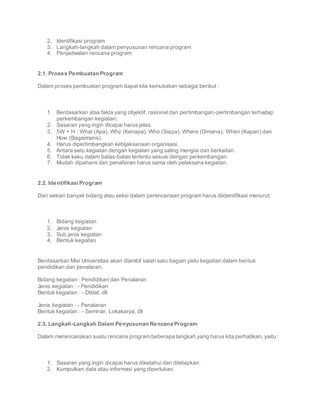 Perencanaan program dan penyusunan usulan kegiatan | DOCX