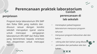 perencanaan laboratorium sekolah dan sop ketika kegiatan berlangsung | PPT
