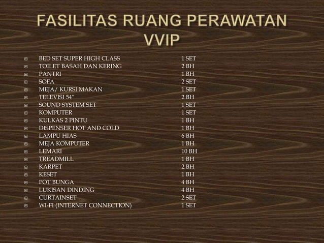 Perencanaan ruang rawat inap vip dan vvip rumah sakit | PPTX
